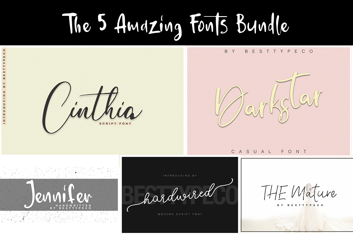 amazing font- 5 handwritten unique fonts. Just for $19