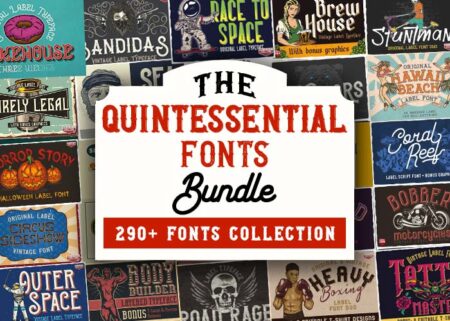 The Quintessential Fonts Bundle | 290+ Fonts | FREE-Use-License